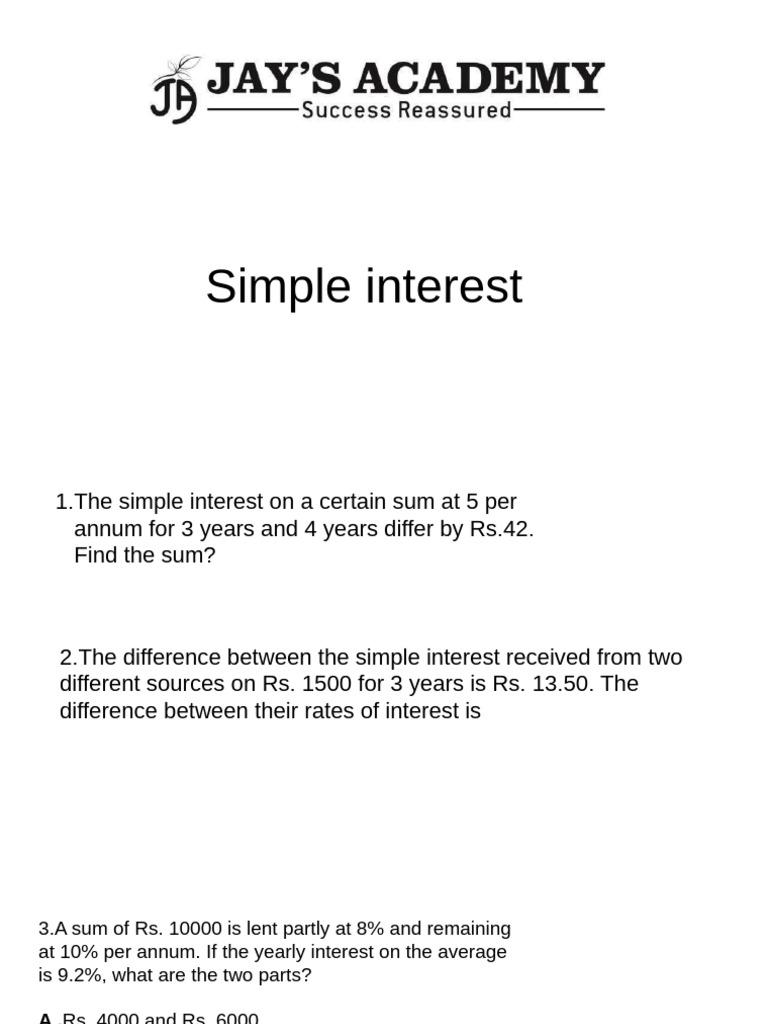 Simple Interest Ppt | PDF
