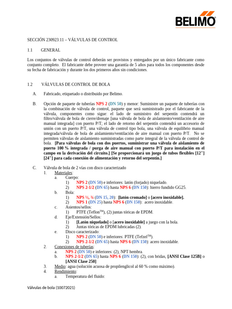 Belimo Ball-Valves Guide-Specifications Es-Mx | PDF | Solenoide ...