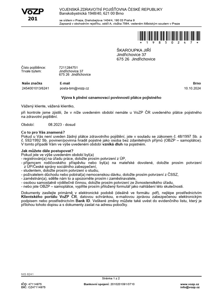 VOZP - Řešit Kartu | PDF