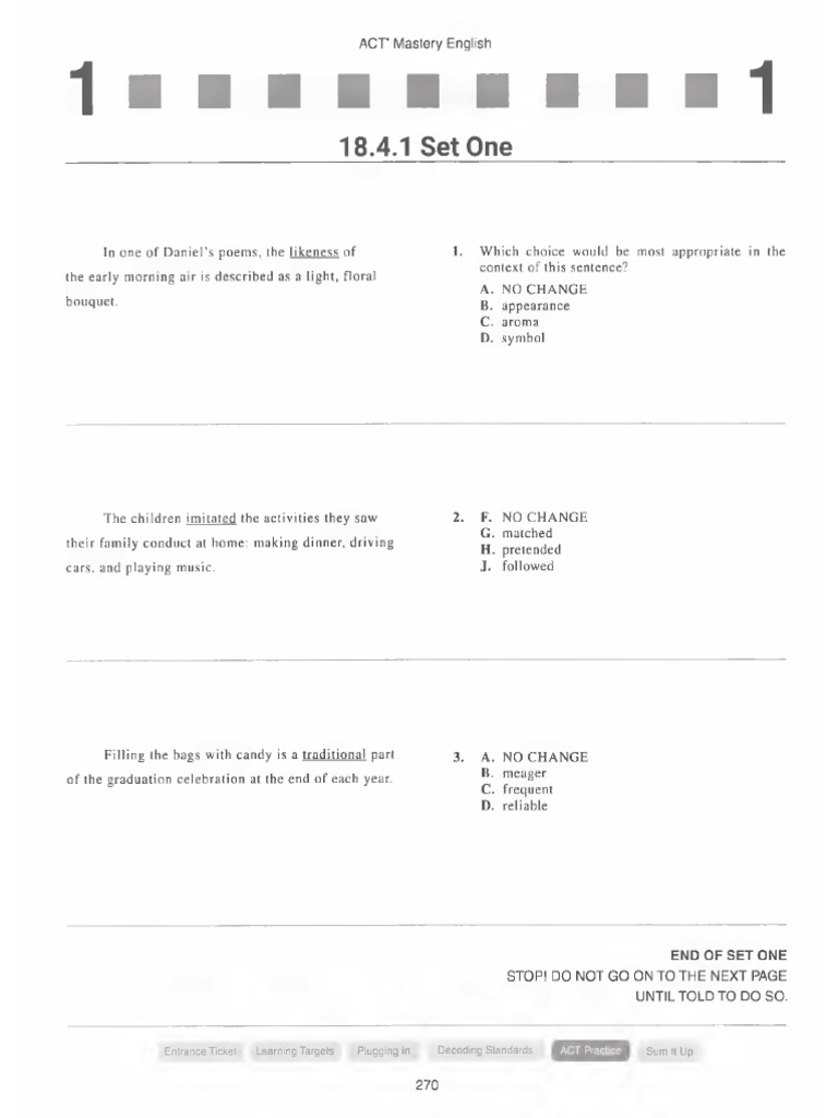 ACT Mastery English Practice Sets | PDF