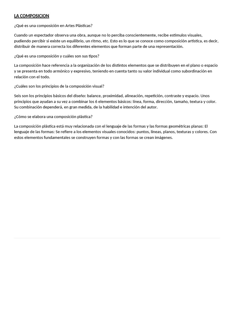 LA COMPOSICION Arte | PDF | Composición (artes visuales)