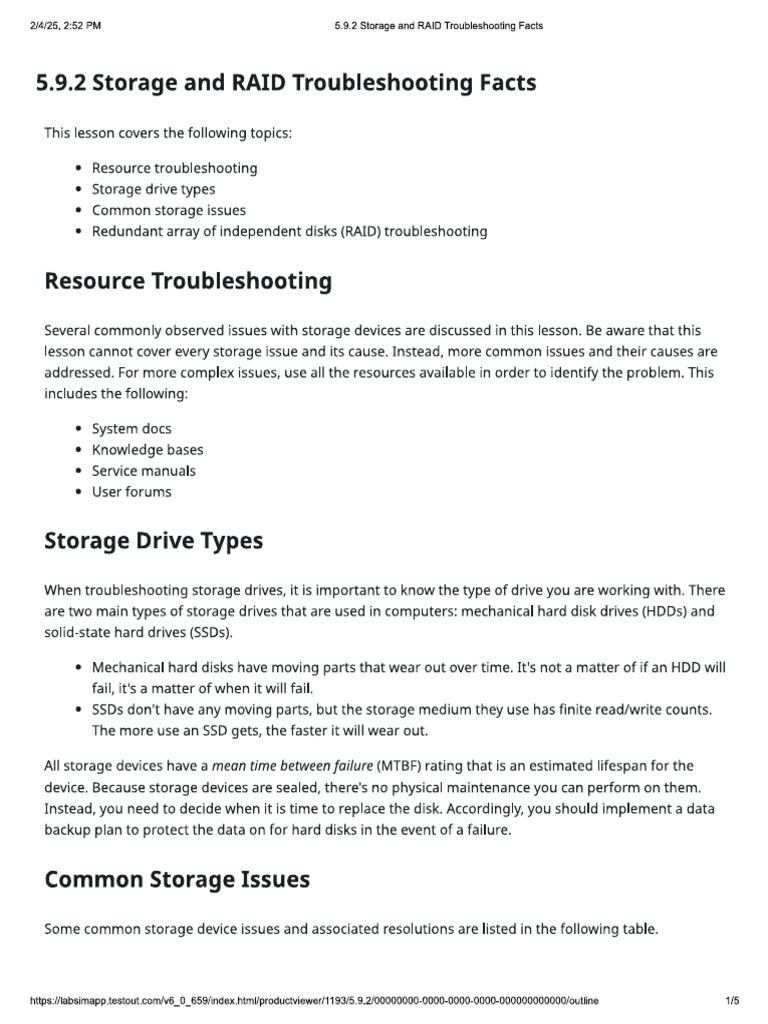 5.9.2 Storage and RAID Troubleshooting Facts | PDF