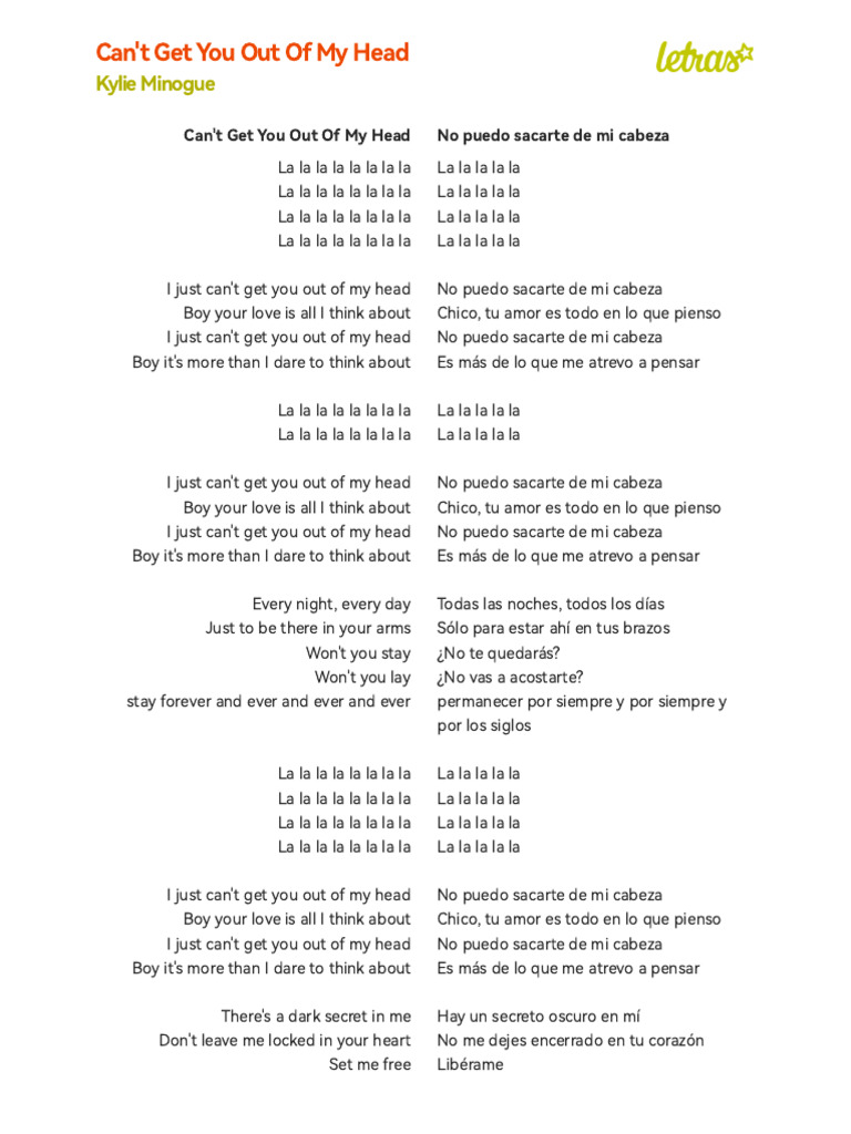 Letra de "Can't Get You Out" | PDF | Grabación de sonido | Música grabada