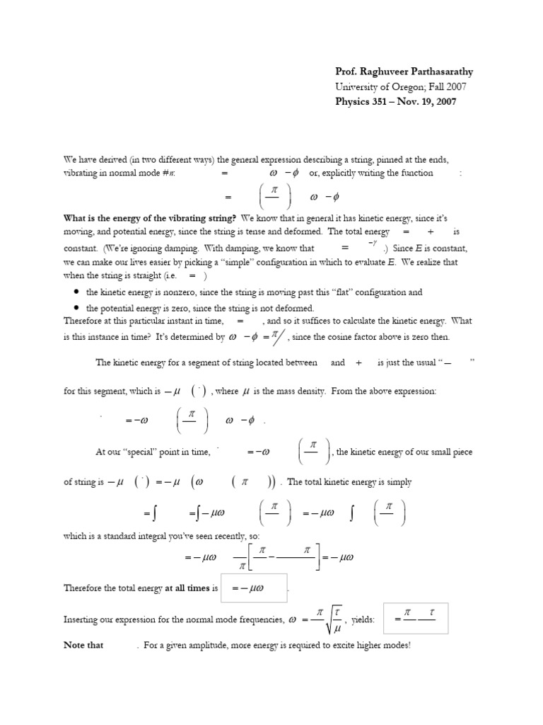 vibrating string energy notes | PDF | Potential Energy | Quantity