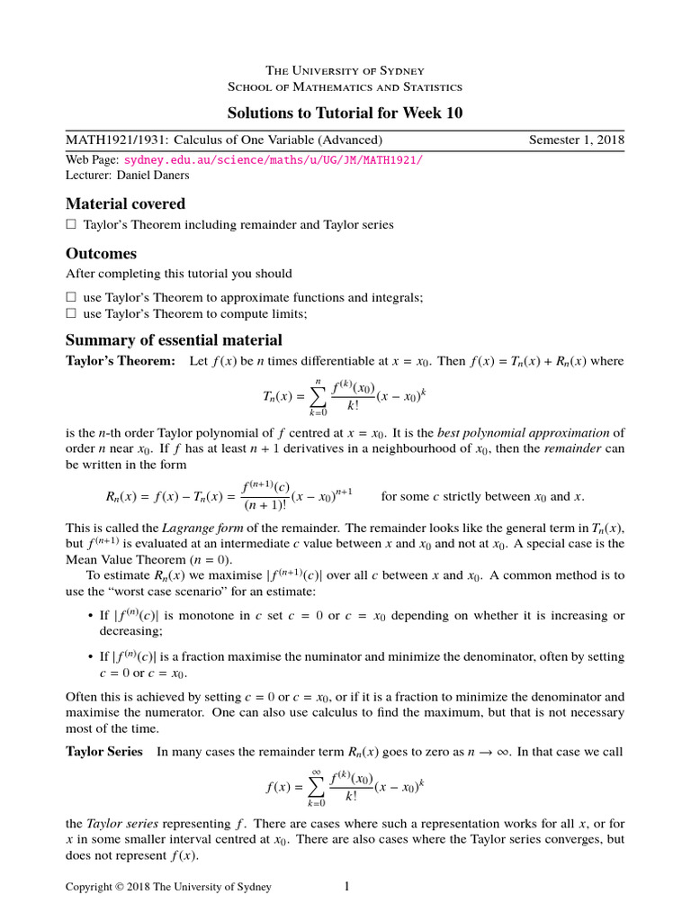 Tut 10 S | PDF | Arithmetic | Analysis