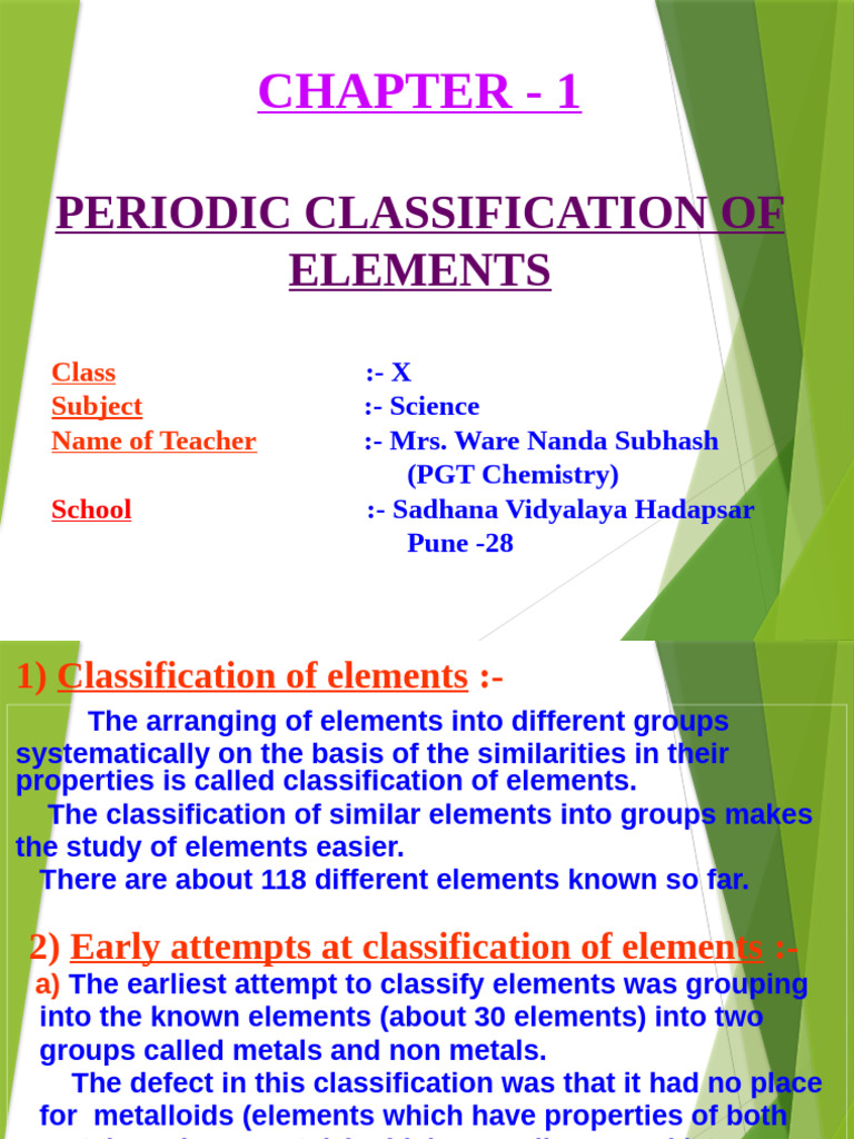 Periodic Classification of Elements | PDF | Periodic Table | Transition ...
