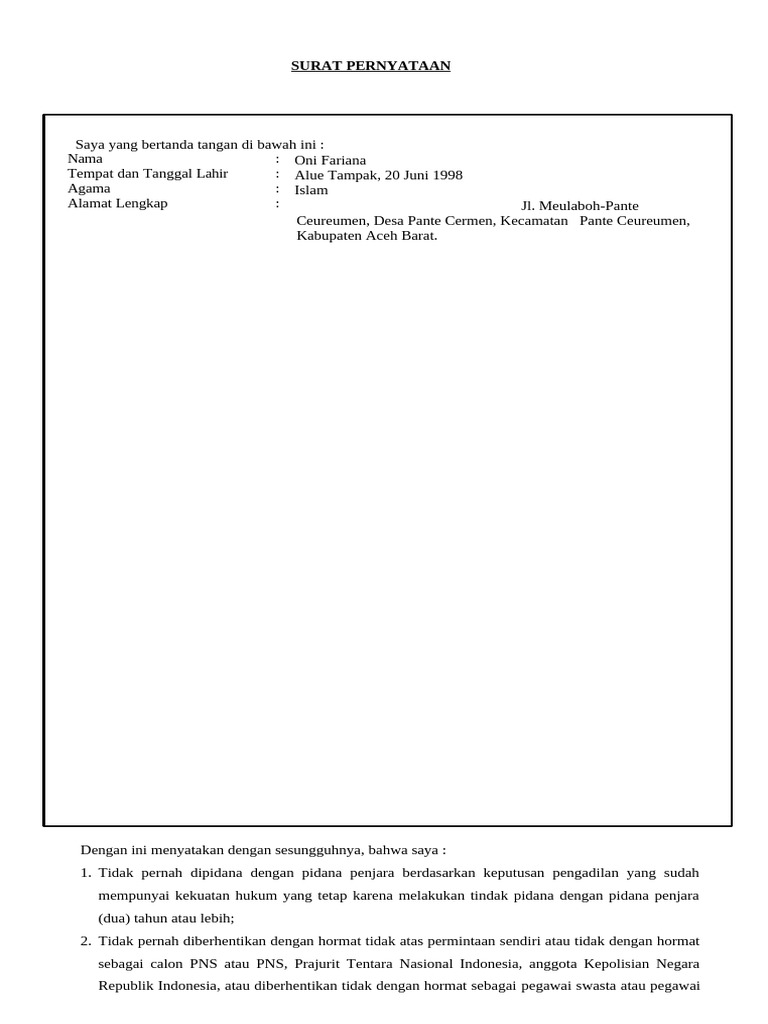 Berkas CPNS Oni | PDF