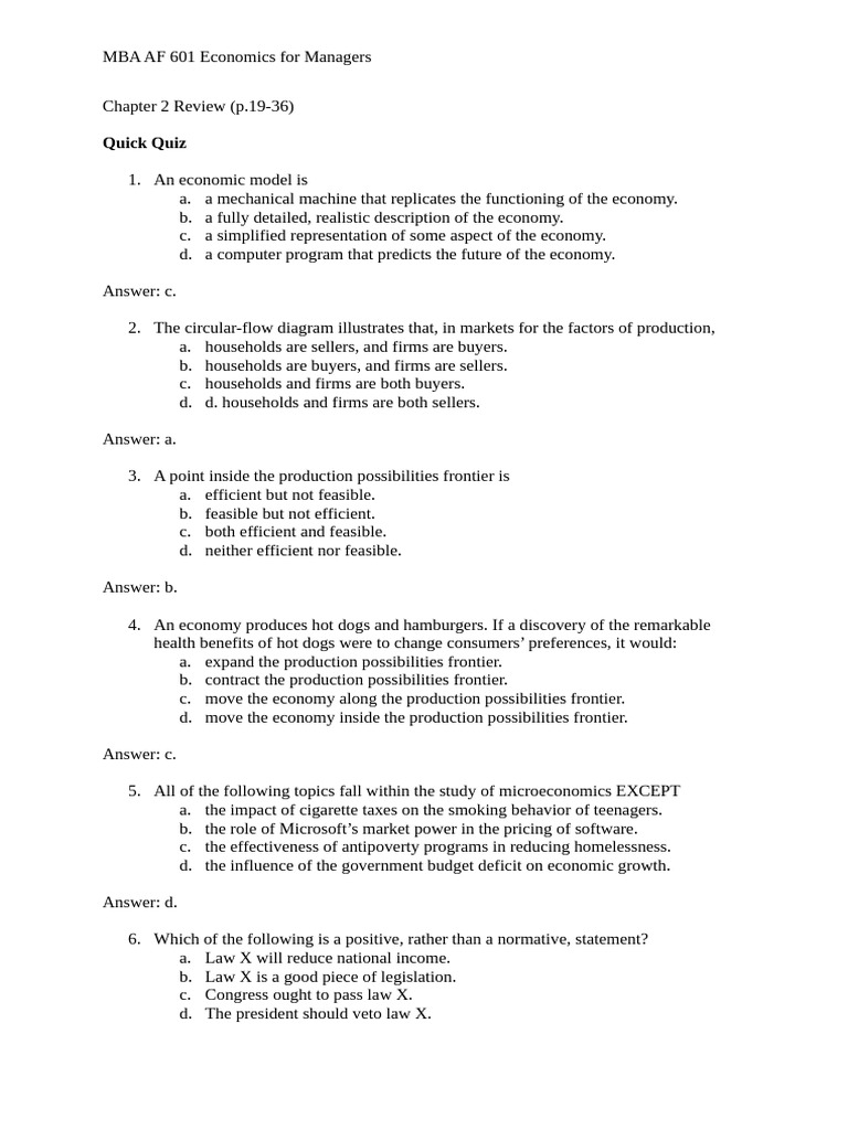 Econ CH 2 Review - Gregory Mankiw Microeconomics | PDF | Economics | Macroeconomics