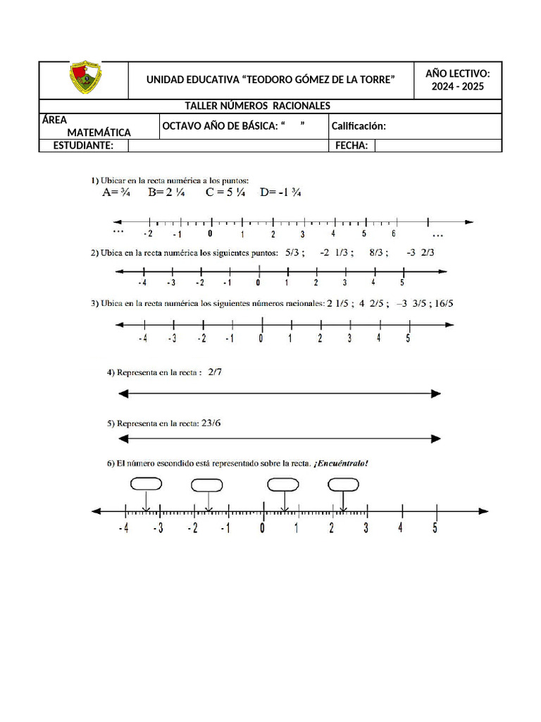 Recta Numerica | PDF