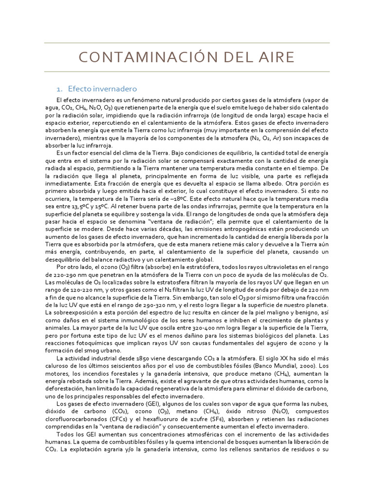 Contaminación Del Aire | PDF | Contaminación | Ozono