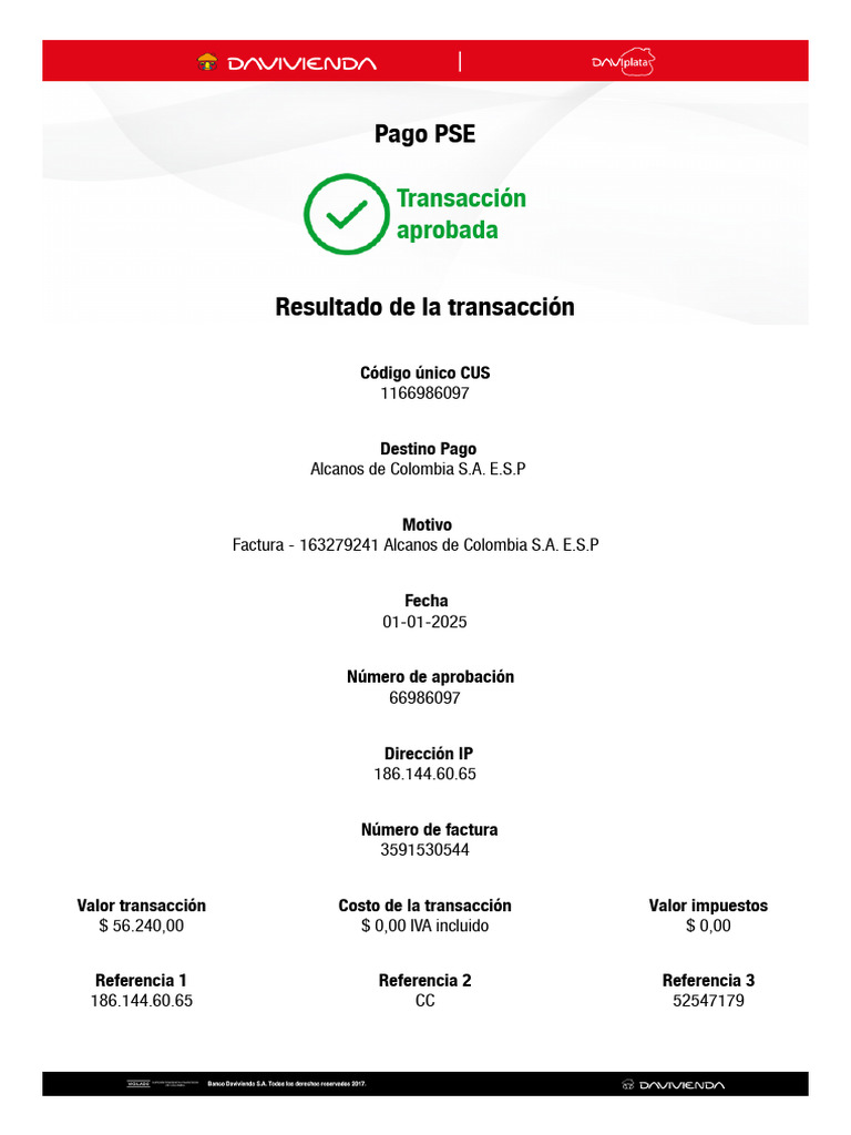 Pago PSE aprobado a Alcanos 2025 | PDF