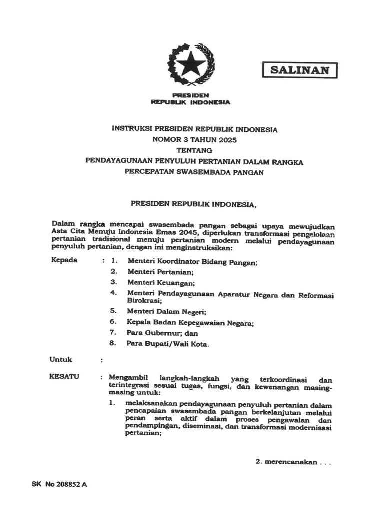 Instruksi Presiden Nomor 3 Tahun 2025_250210_064607 | PDF Instruksi Presiden Nomor 3 Tahun 2025_250210_064607 | PDF
