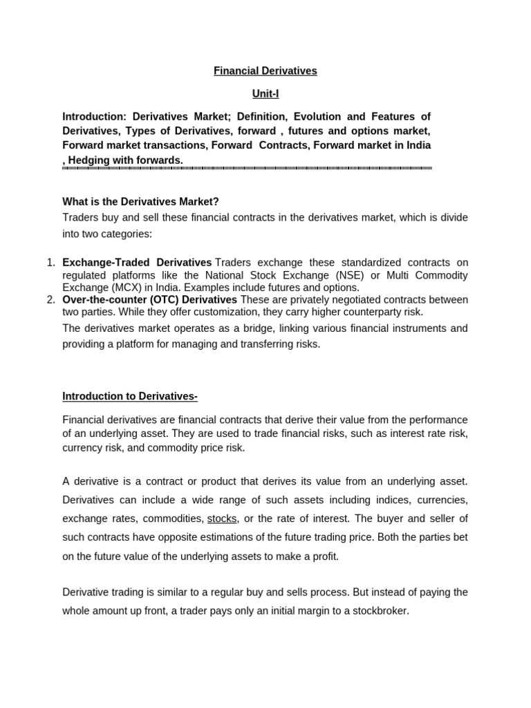 Understanding Financial Derivatives Basics | PDF | Derivative (Finance ...