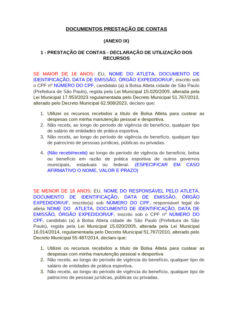 Declaracao de Prestacao de Contas | PDF