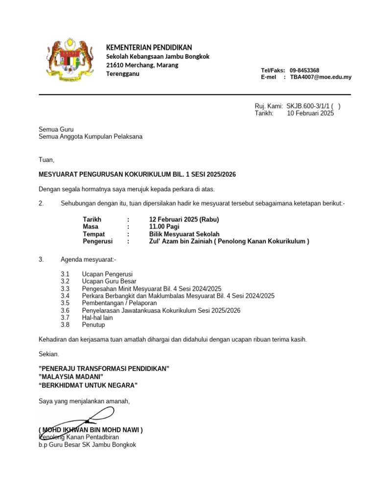 Ko Surat Panggilan 1 2025:26 | PDF