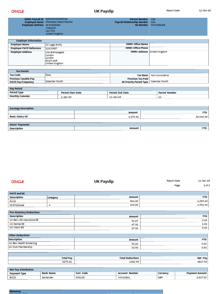Uk Payslip PDF | PDF | Payroll | Taxation