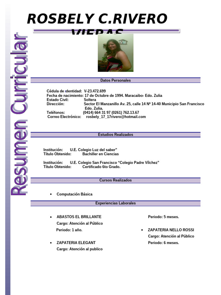 ROSBELY CRRICULO | PDF