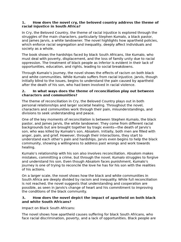 Racial Injustice and Reconciliation in Cry | PDF | Social Psychology
