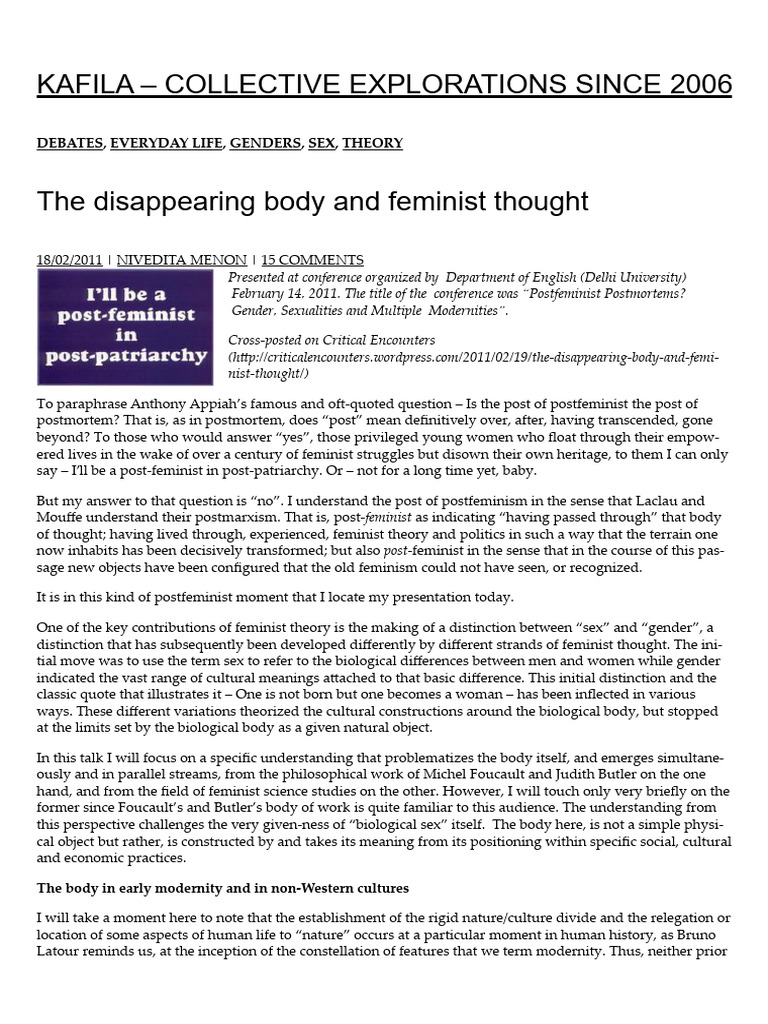 The disappearing body and feminist thought _ KAFILA – COLLECTIVE ...