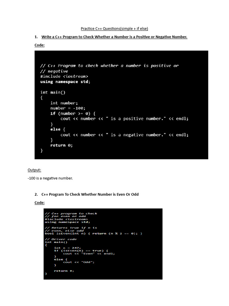 C++ Practice Questions: Basics & Conditionals | PDF
