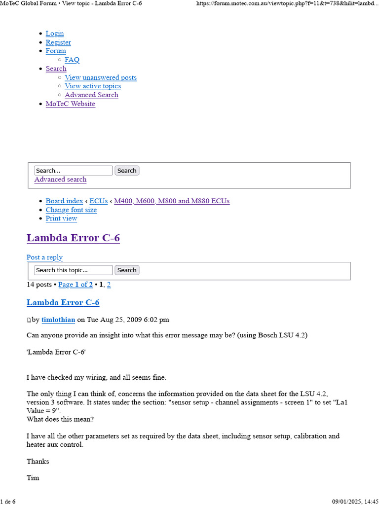 MoTeC Lambda Error C-6 Explained | PDF