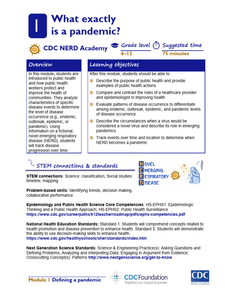 Module 1 Defining A Pandemic Lesson Plan | PDF | Pandemic | Epidemiology