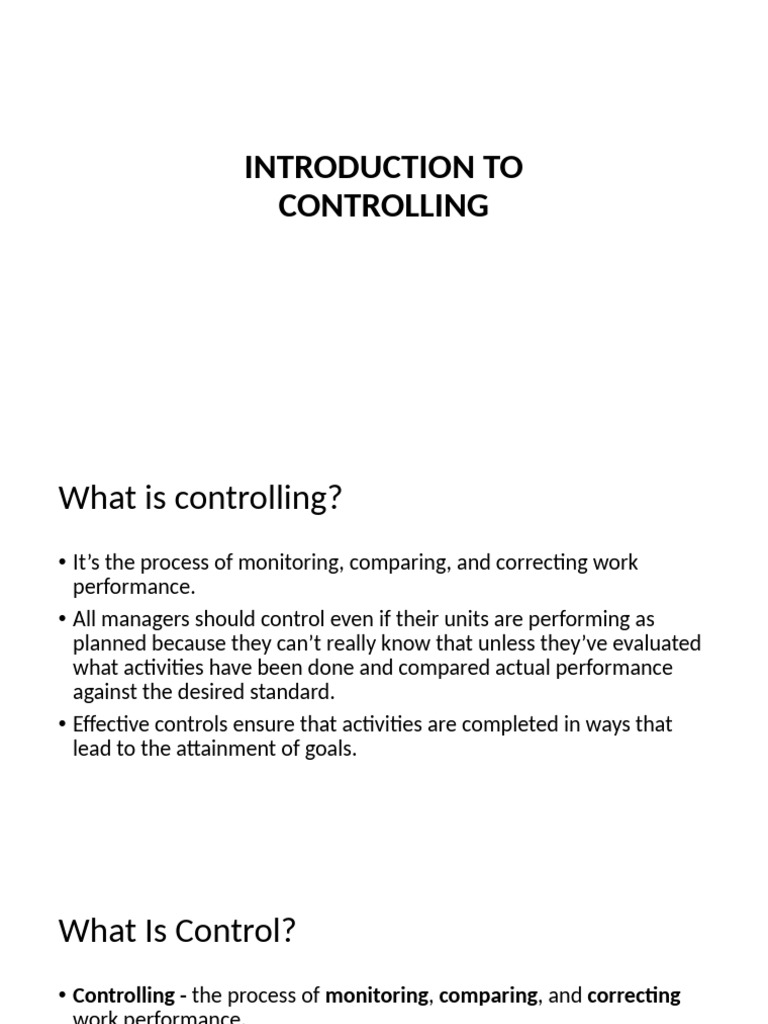 Introduction To Controlling | PDF | Goal | Leadership