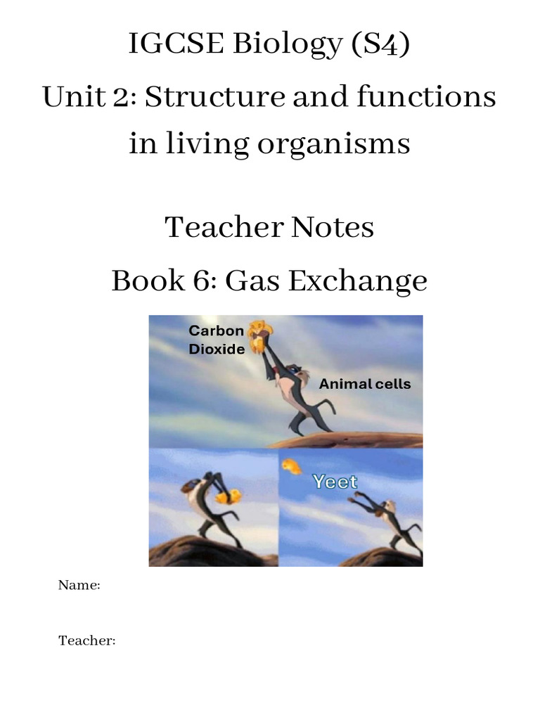 Unit 2 Book 6 Teacher Notes Gas Exchange | PDF | Stoma | Exhalation