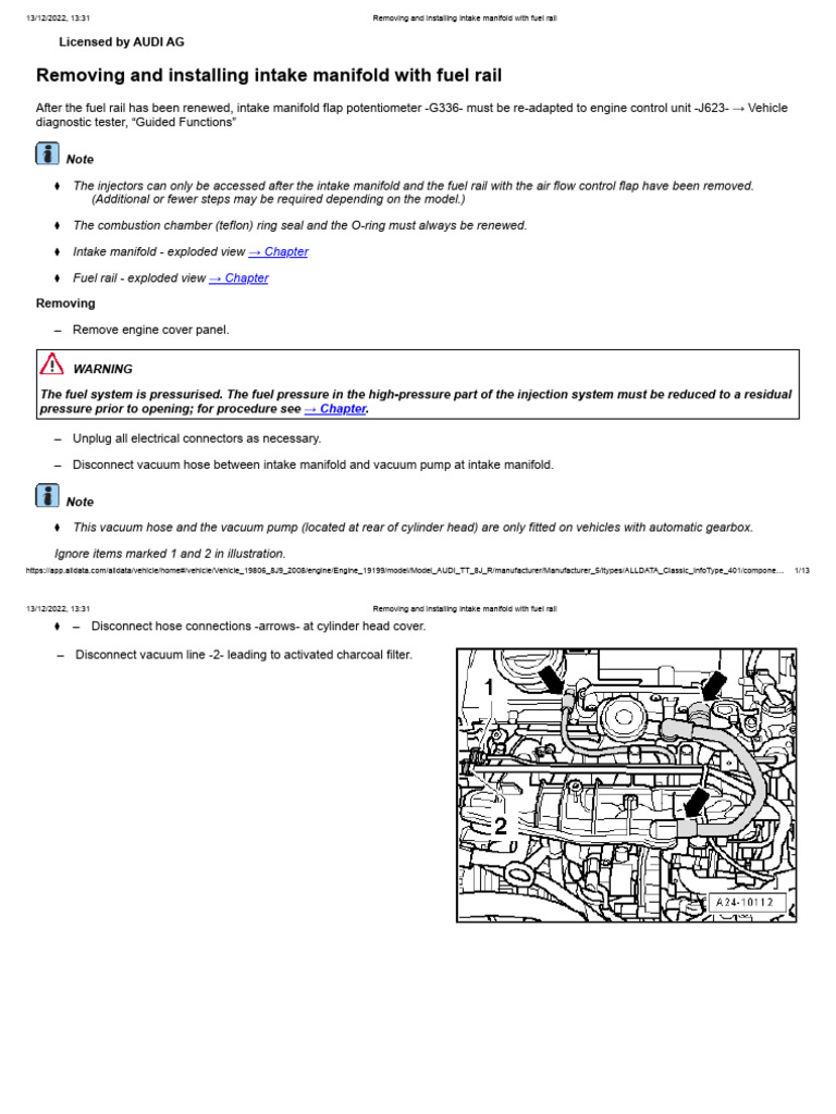 Audi TT Intake Manifold Guide | PDF | Fuel Injection | Machines