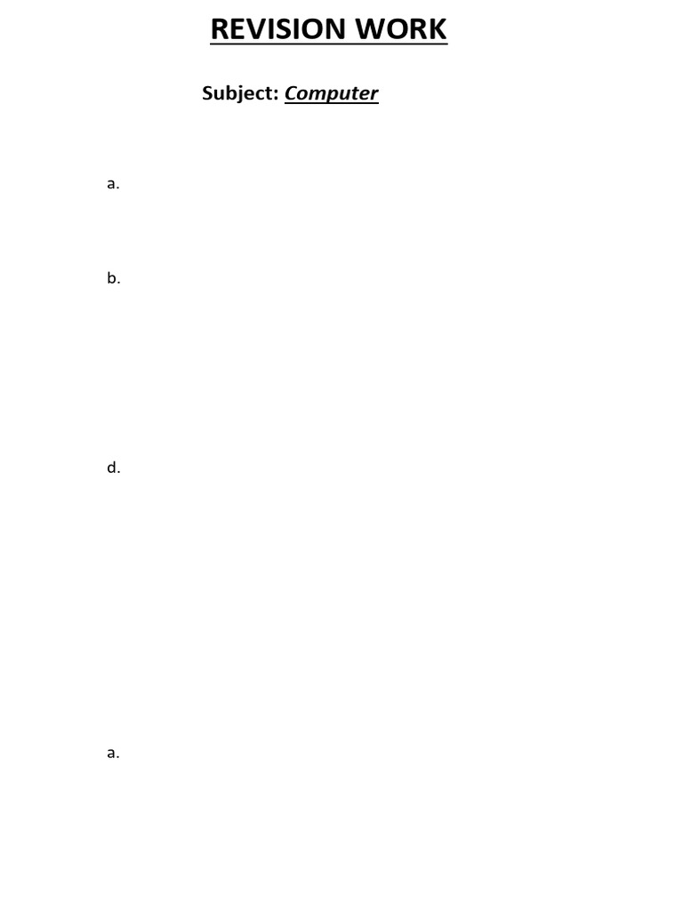 Revision Work | PDF