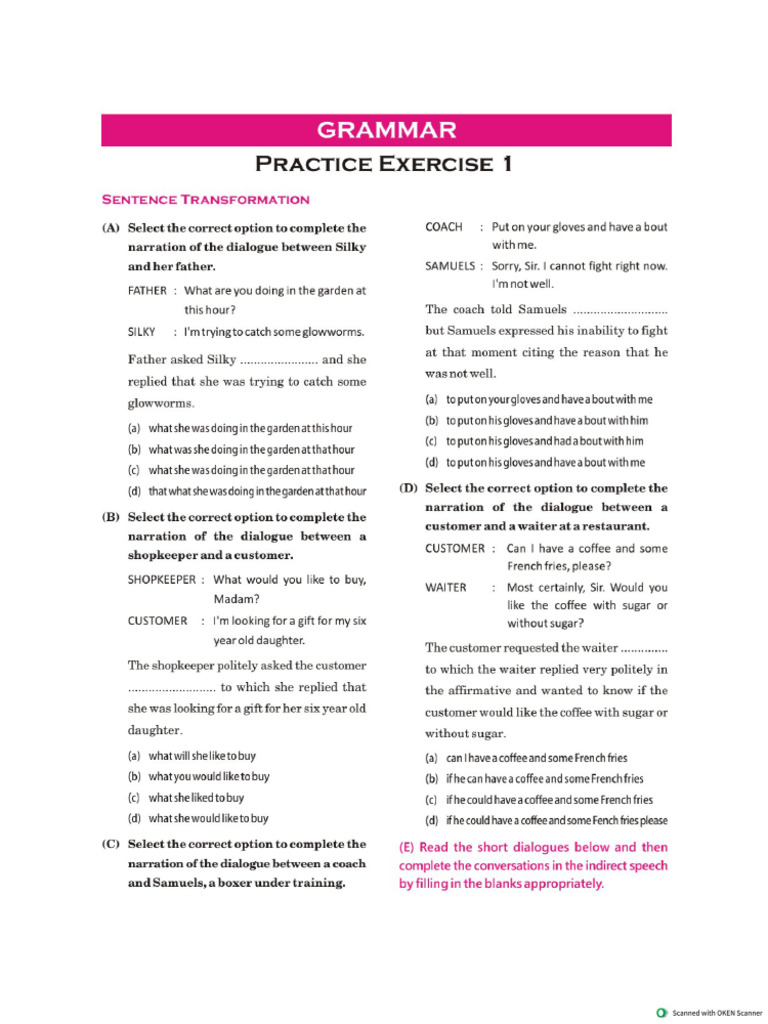 Additional Grammar Exercises (With Answers) - 1 | PDF