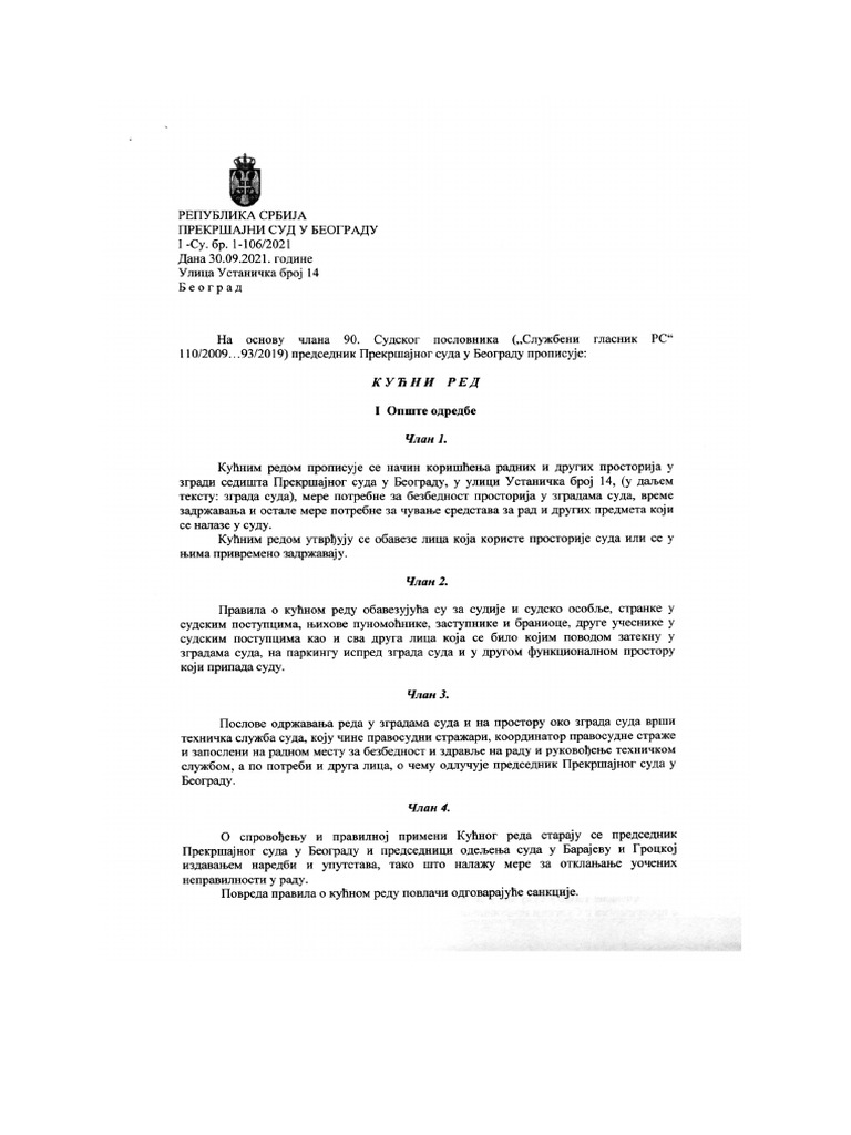 Kucni Red | PDF
