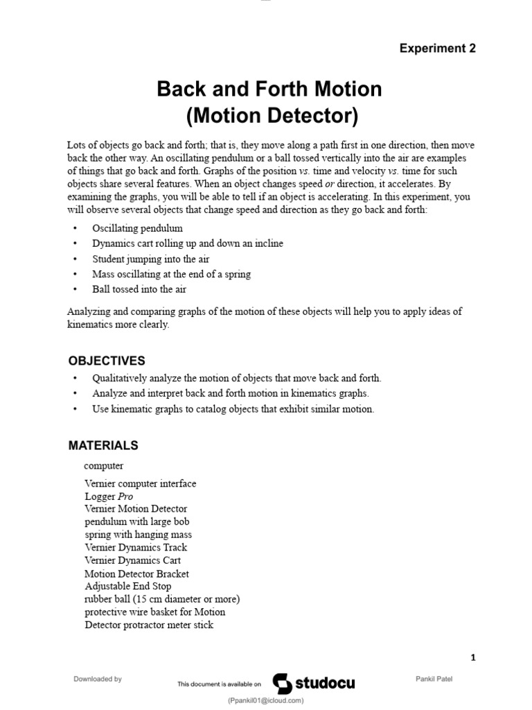 Analyzing Back and Forth Motion in Physics | PDF | Acceleration | Velocity