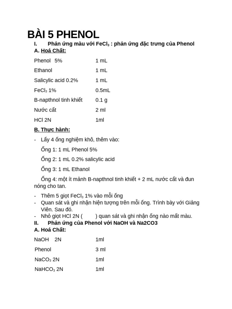 Bài 5 Phenol | PDF