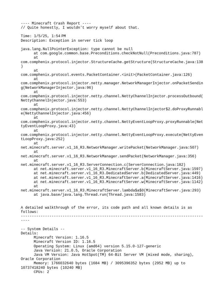 Crash 2025 01 05 135459 Server Pdf Java Virtual Machine Java Programming Language