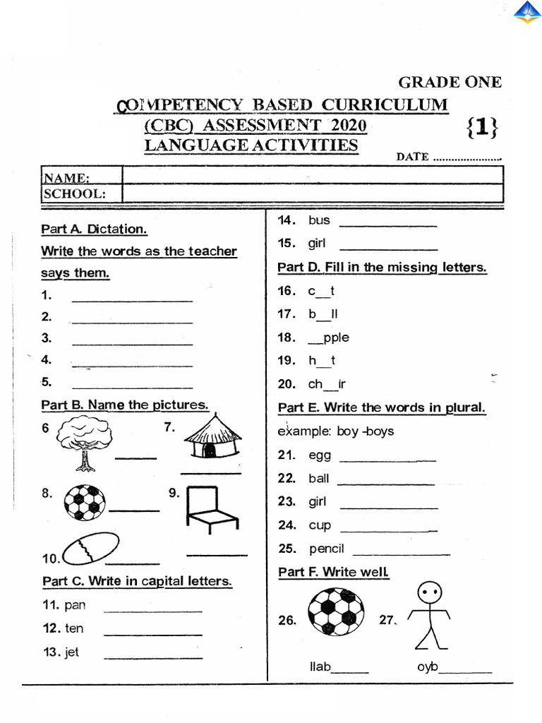 LANGUAGE GRADE 1 exam | PDF