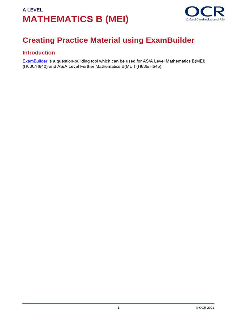 Creating Practice Materials in Exambuilder | PDF | Mathematics