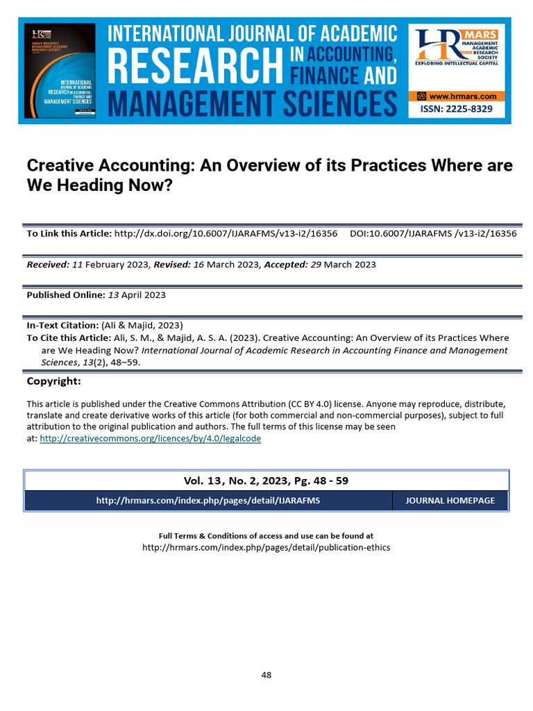 Creative Accounting An Overview of Its Practices Where Are We Heading ...