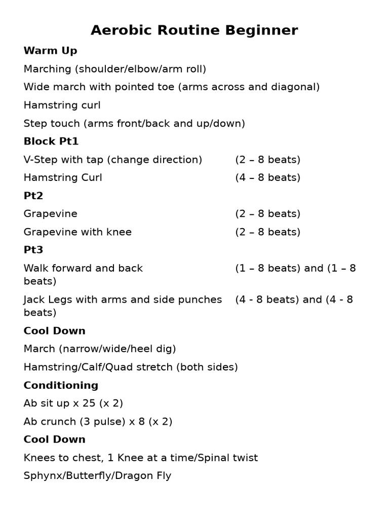 Aerobic Routine Beginner | PDF