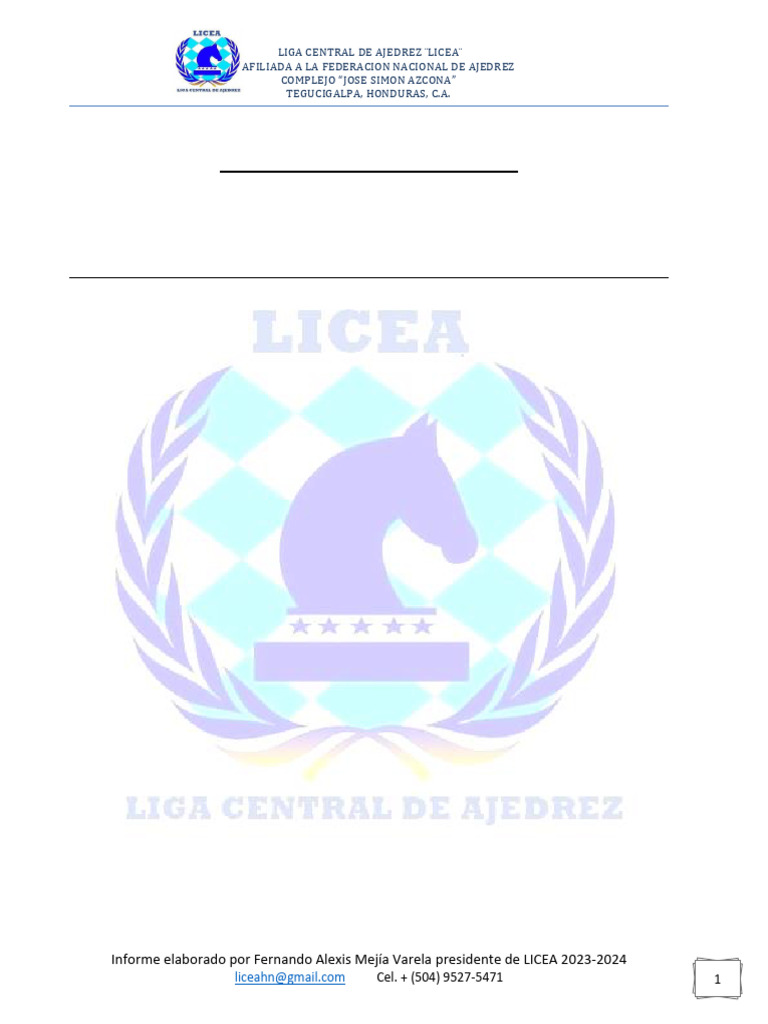 Informe Presidencial LICEA 2023-2024 | PDF | Honduras | Ajedrez