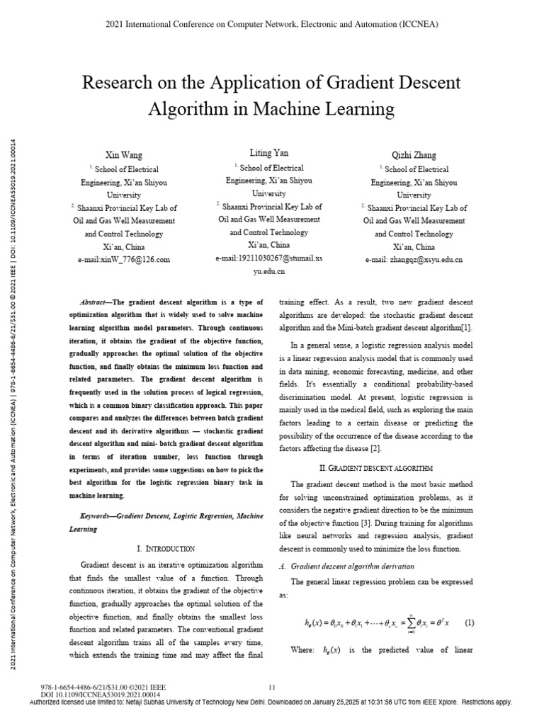 Gradient Descent | PDF | Regression Analysis | Mathematical Optimization