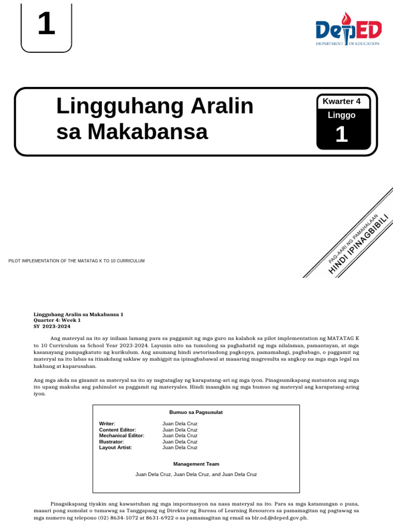 LE Makabansa1 Q4 Week1 v2 | PDF