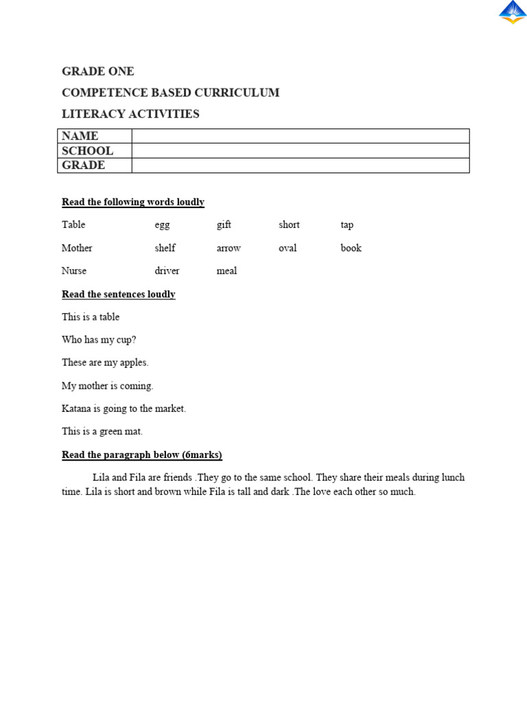 Grade 1 Literacy Activities | PDF