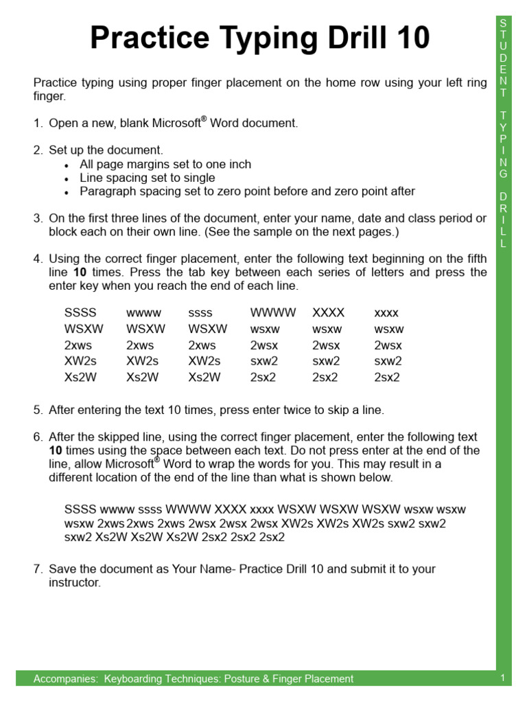 Student Typing Drill - Practice Typing Drill 10 | PDF | Computing ...