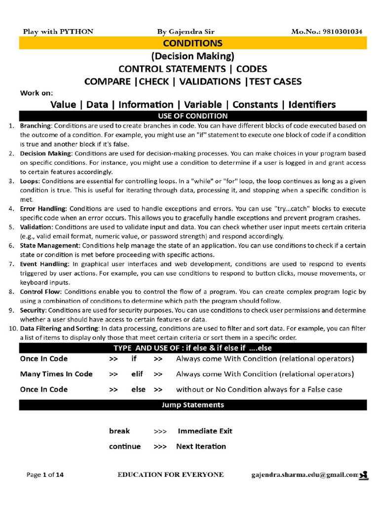 4 Conditions If Else and Elif - Page-0001 | PDF
