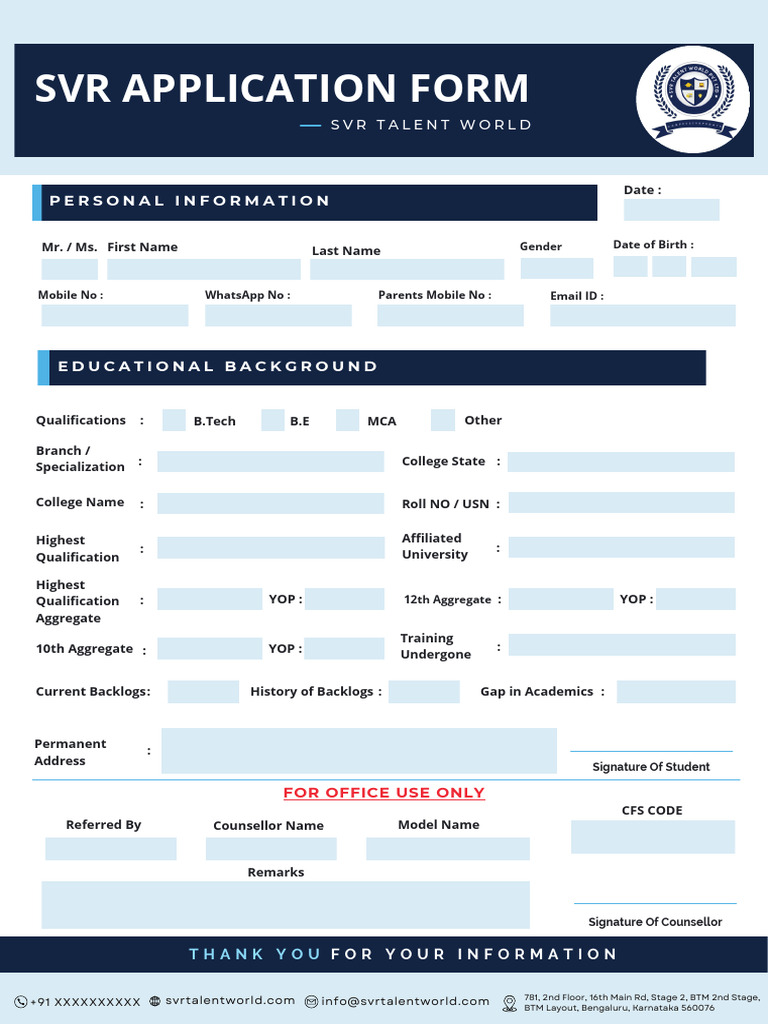 SVR Application Form | PDF