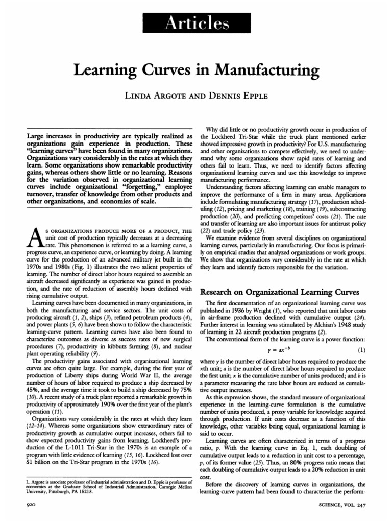 Learning Curve in Manufacturing | PDF | Turnover (Employment) | Business