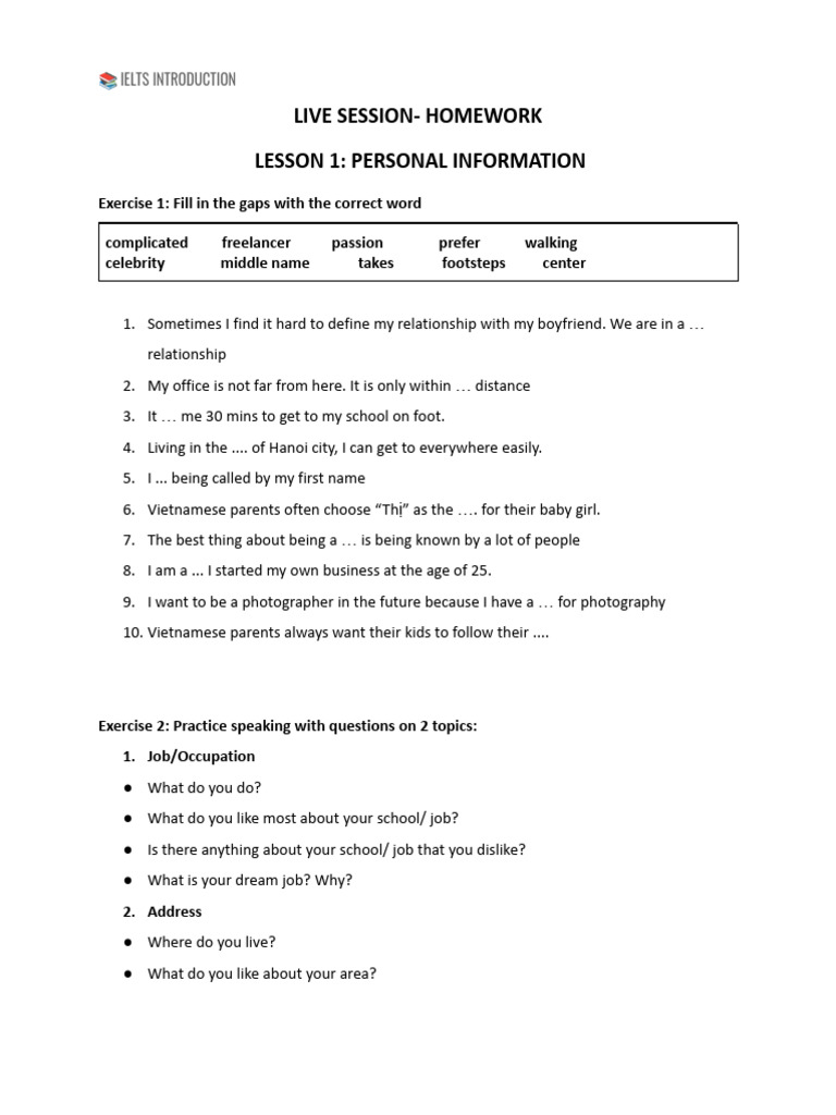 Lesson1 Homework Introduction | PDF
