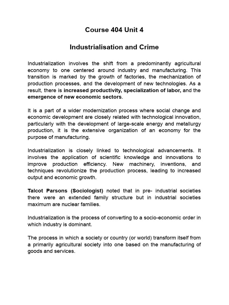 Unit 4 404 | PDF | Urbanization | Industrialisation