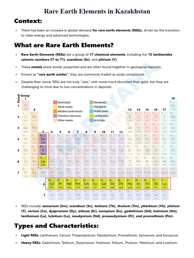Rare Earth Elements in Kazakhstan | PDF | Metals | Materials